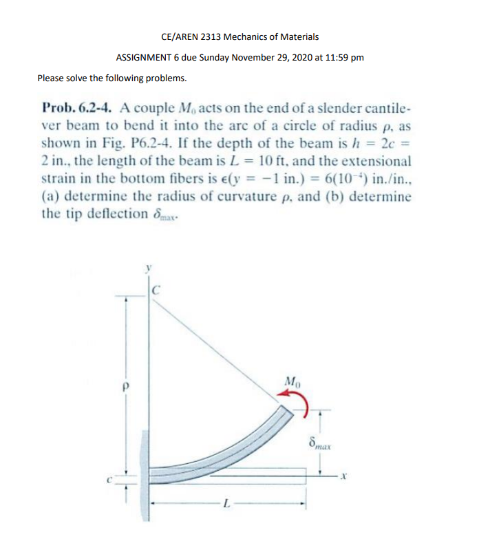 Solved CE/AREN 2313 Mechanics of Materials ASSIGNMENT 6 due | Chegg.com