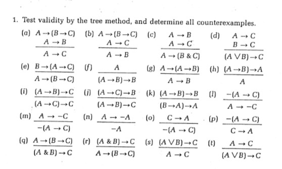 Solved Test validity by the tree method, and determine all | Chegg.com