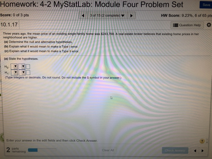Solved Homework: 4-2 MyStatLab: Module Four Problem Set Save | Chegg.com