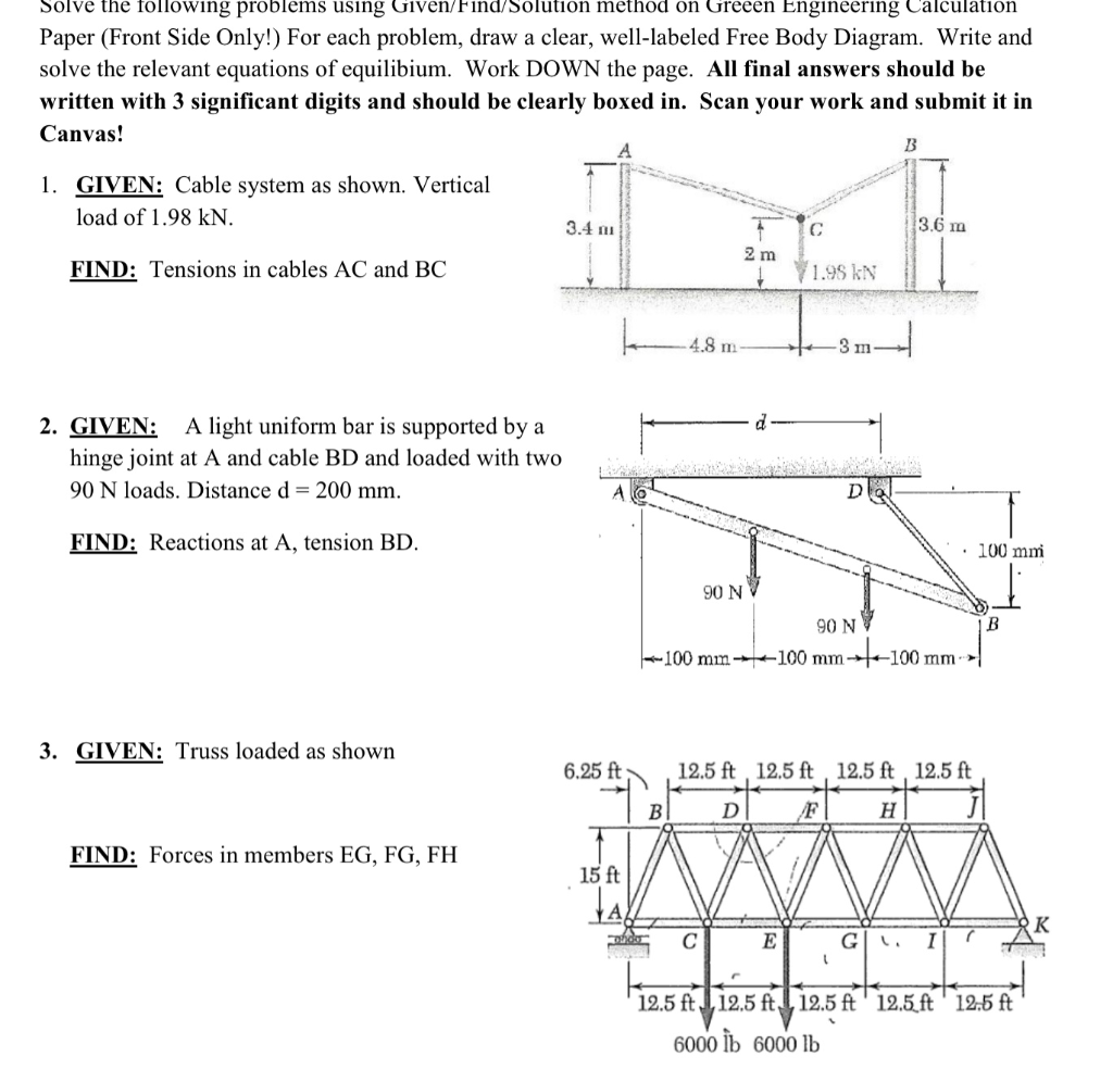Solved Solve the following problems using | Chegg.com