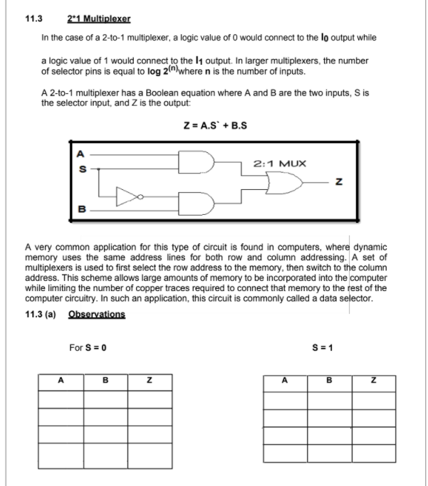 Solved 11.1 A. TO Analyze 2*1 and 4*1 and 8*1 Multiplexer | Chegg.com