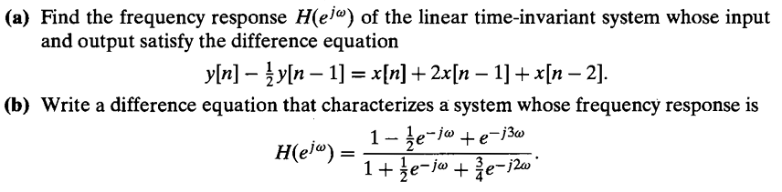 Solved (a) ﻿Find the frequency response H(ejω) of ﻿the | Chegg.com