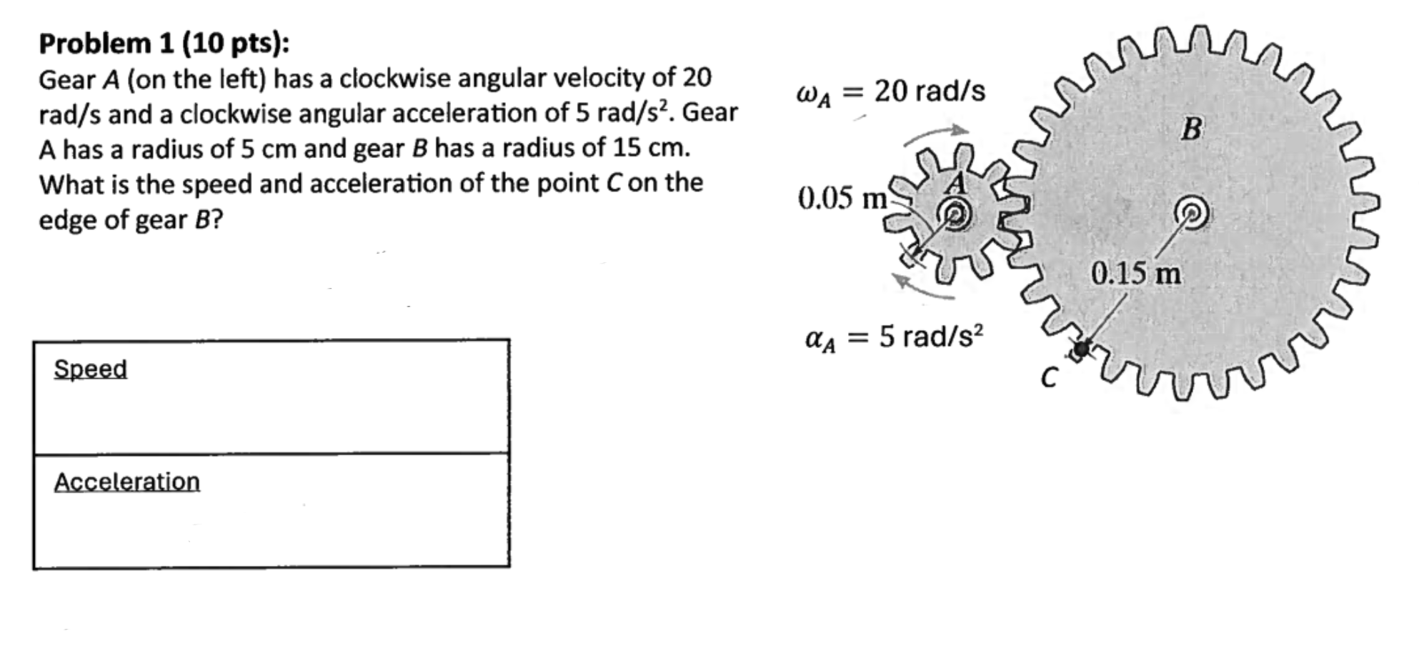 Solved Problem 1 (10 ﻿pts):Gear \( ﻿A \) (on the left) ﻿has | Chegg.com