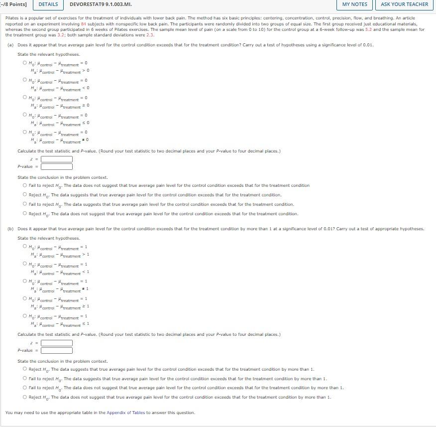 Solved --/8 Points] DETAILS DEVORESTAT9 9.1.003.MI. MY NOTES | Chegg.com