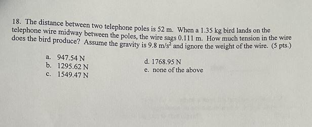 Solved 18. The distance between two telephone poles is 52 m. | Chegg.com