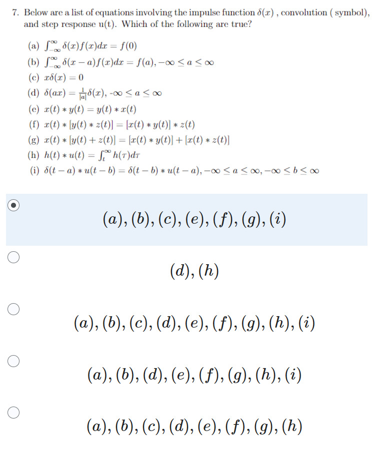 Solved Below are a list of equations involving the impulse | Chegg.com