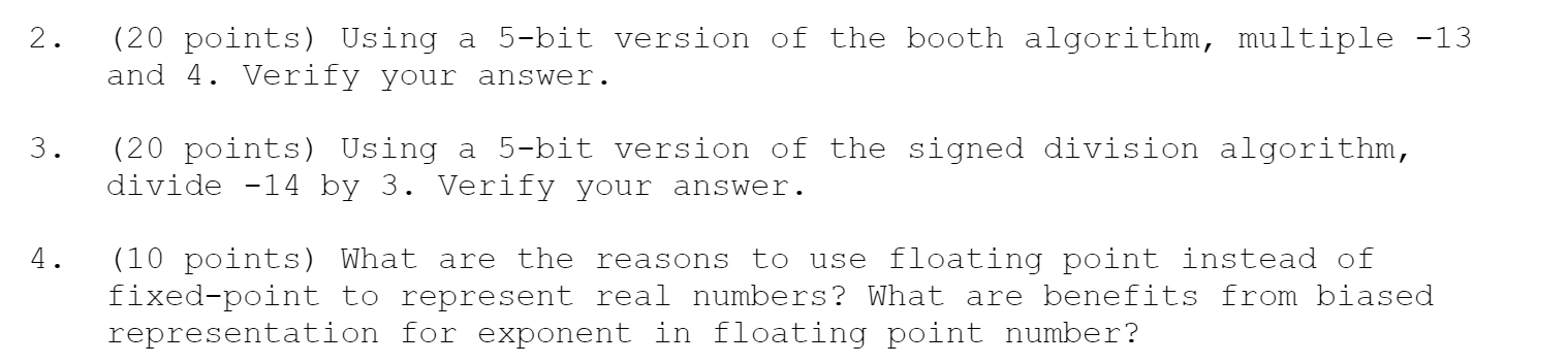 Solved 2. (20 points) Using a 5-bit version of the booth | Chegg.com