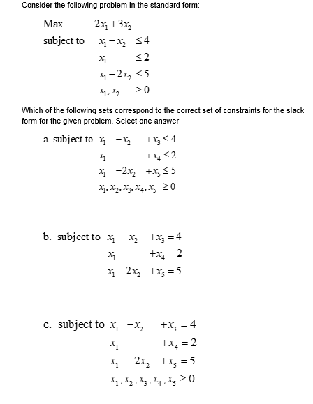 Solved Consider the following problem in the standard | Chegg.com