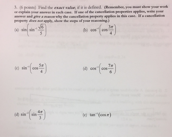Solved Find the exact value, if it is defined. (Remember, | Chegg.com