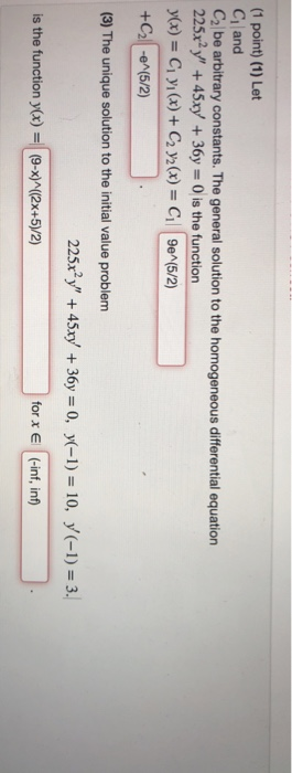 Solved (1 point) (1) Let C1 and C2be arbitrary constants. | Chegg.com