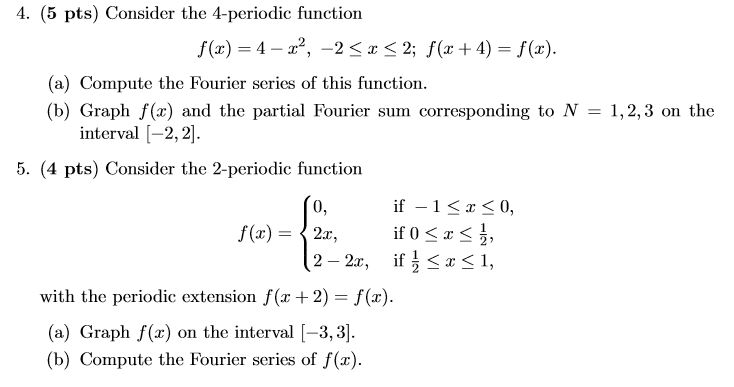 Solved 4. (5 pts) Consider the 4-periodic function | Chegg.com