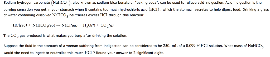 Solved Sodium hydrogen carbonate (NaHCO3), also known as | Chegg.com
