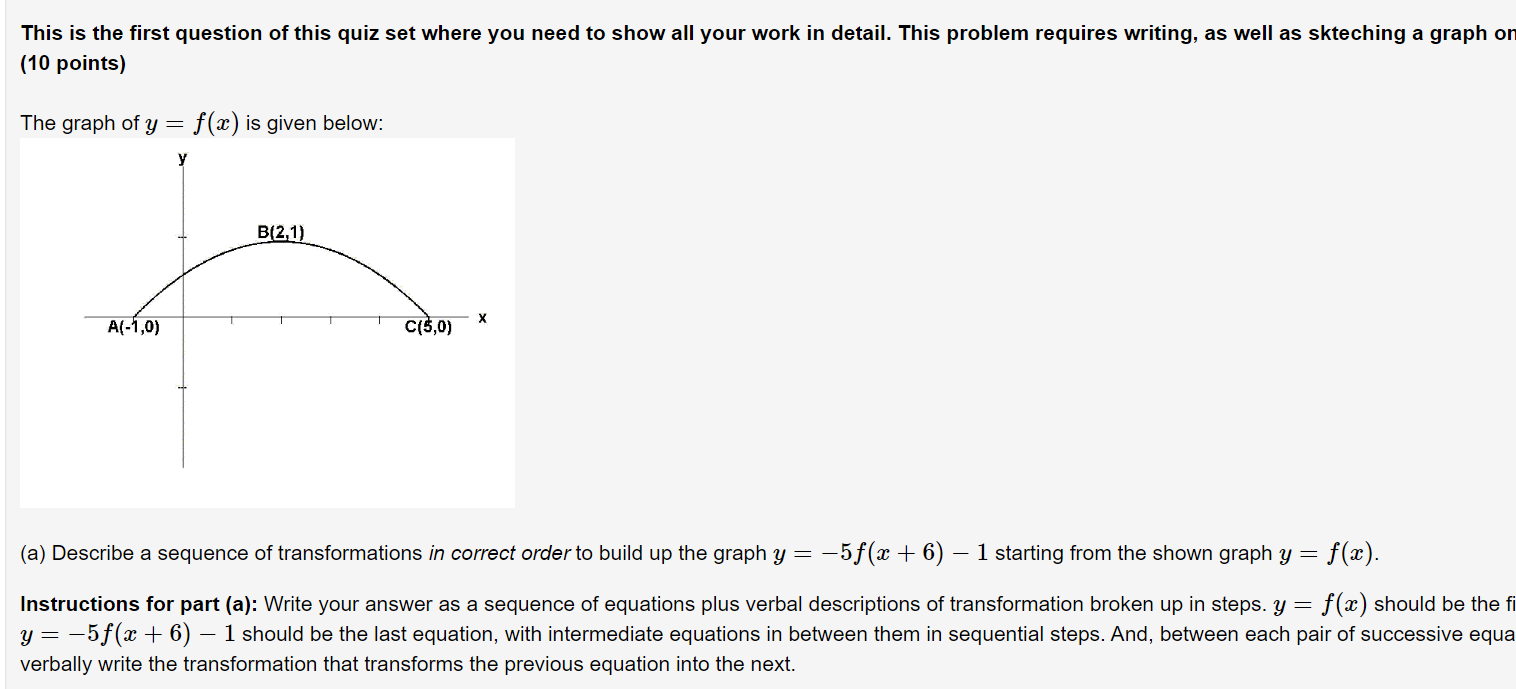 Solved (a) ﻿Describe a sequence of transformations in | Chegg.com