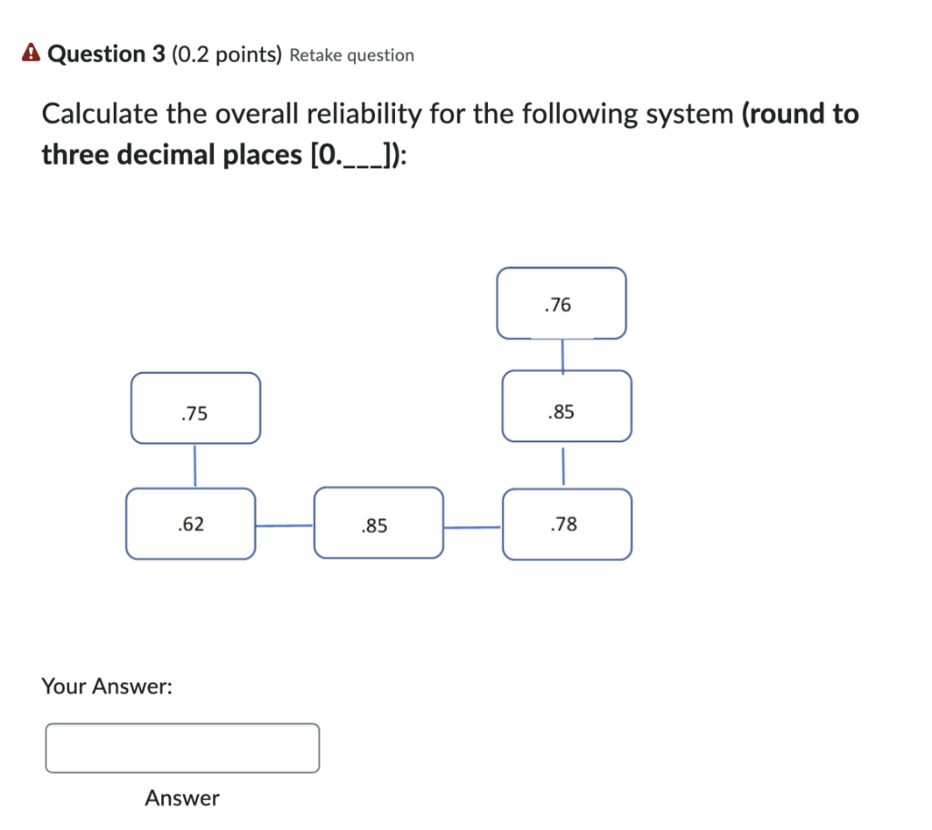 Solved Calculate the overall reliability for the following | Chegg.com