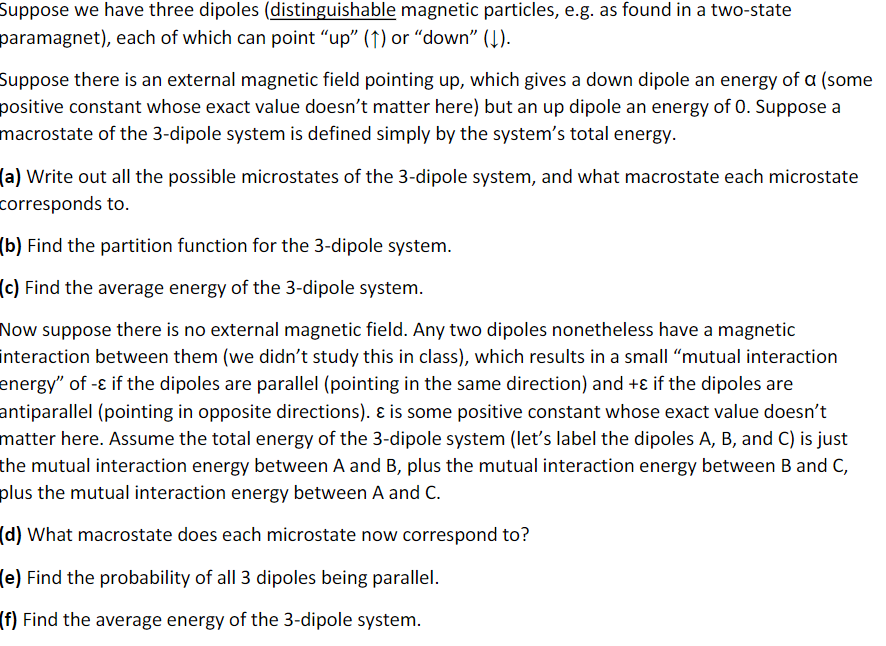 Solved Suppose we have three dipoles (distinguishable | Chegg.com