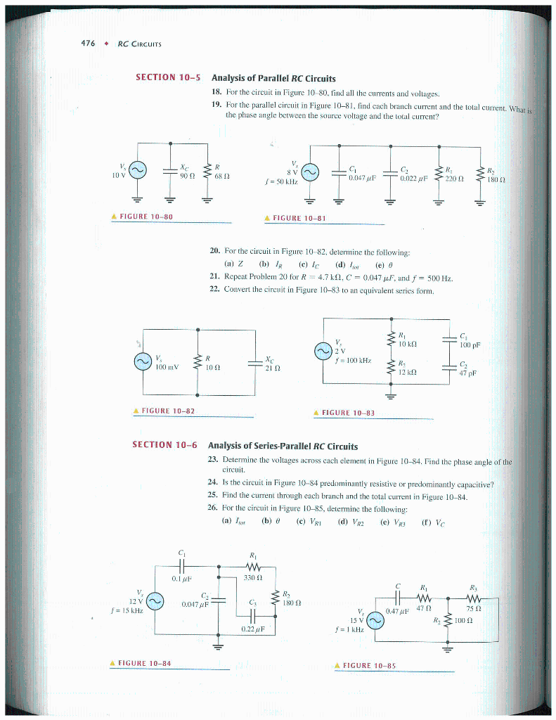 476 . RC CIRCUITS SECTION 10-5 Analysis of Parallel | Chegg.com