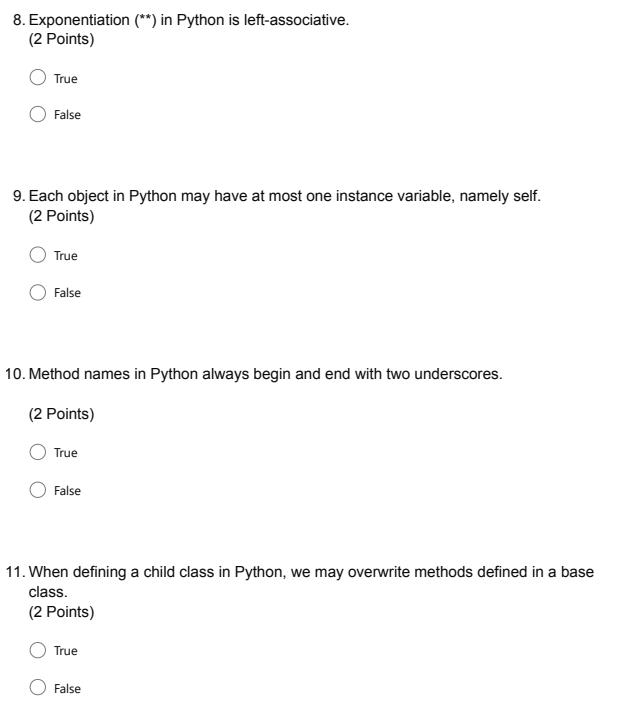 Solved 8. Exponentiation (**) in Python is left-associative. | Chegg.com