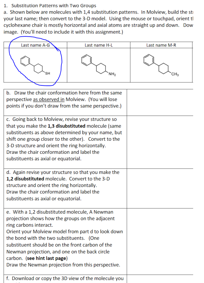 Solved 1. Substitution Patterns with Two Groups a. Shown | Chegg.com