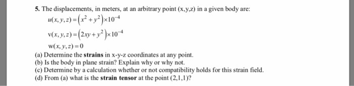 Solved 5. The displacements, in meters, at an arbitrary | Chegg.com