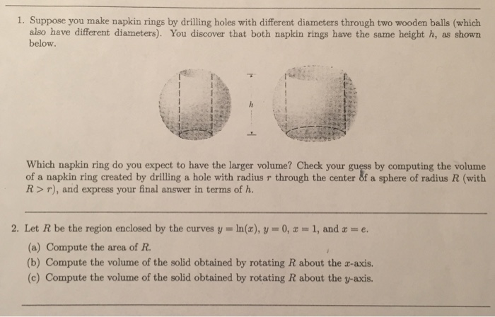 Solved Suppose you make napkin rings by drilling holes with | Chegg.com
