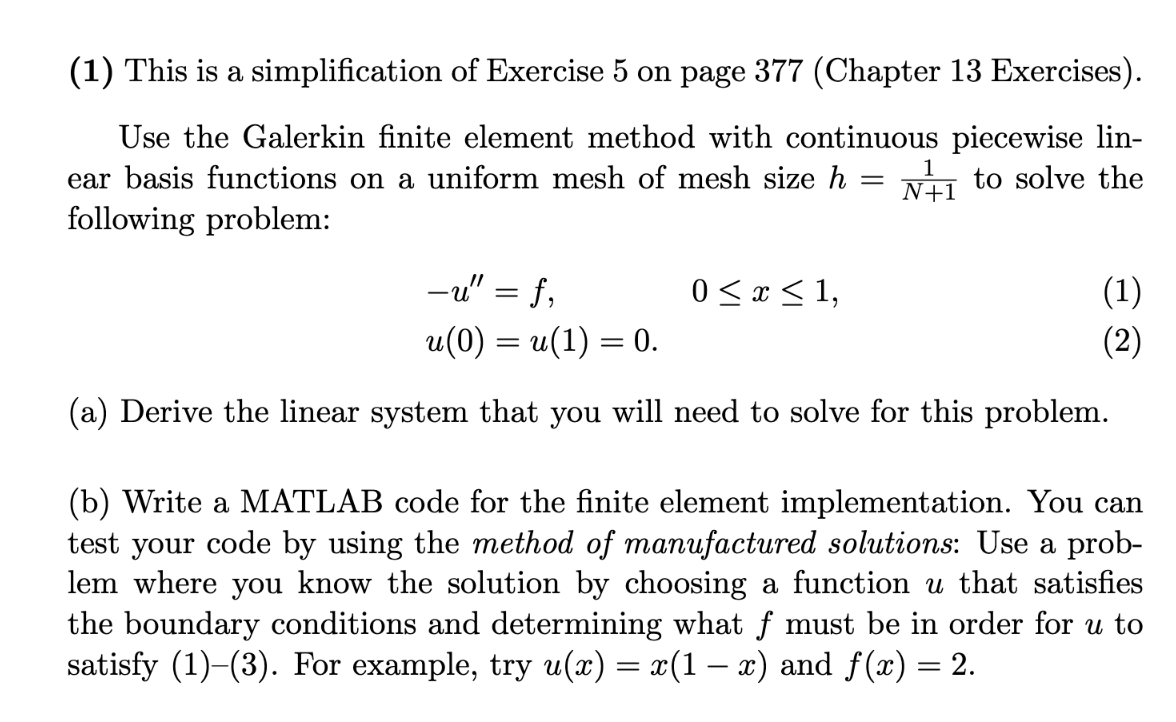 Using Finite Element Method, Galerkin, solve this | Chegg.com