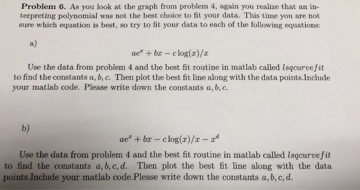 Problem 6. As you look at the graph from problem 4, | Chegg.com