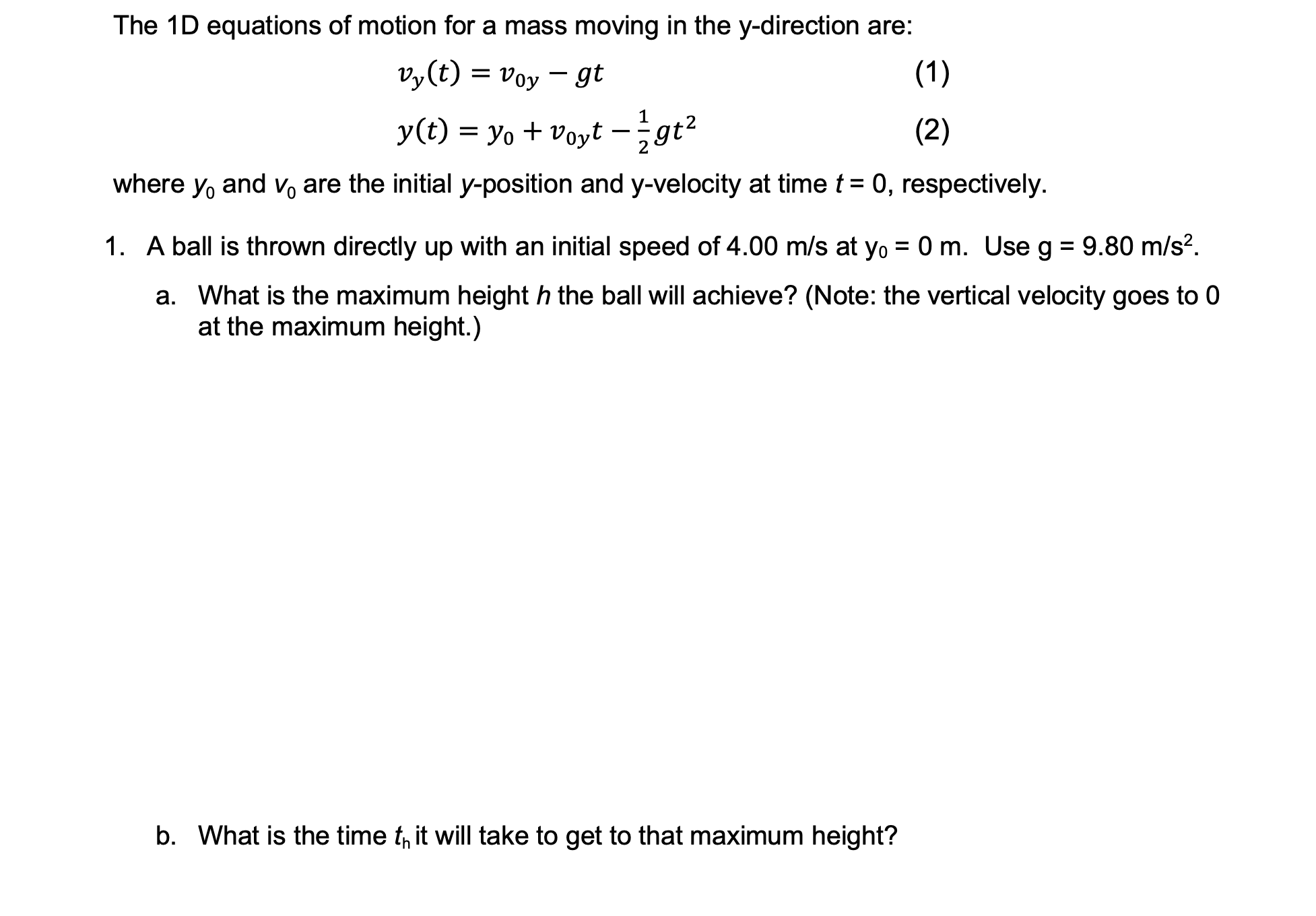 Solved The 1D equations of motion for a mass moving in the | Chegg.com
