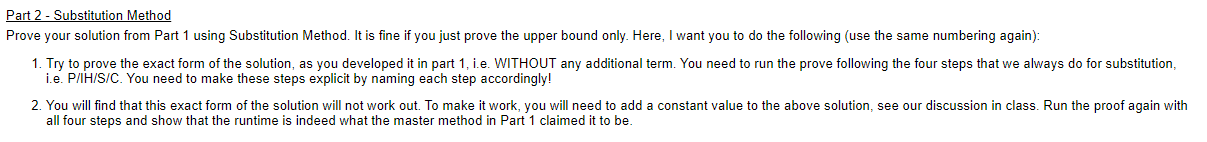 Solved T(n)=2T(4n)+1Part 2 - Substitution Method Prove your | Chegg.com