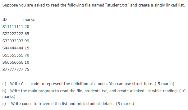 Solved Suppose you are asked to read the following file | Chegg.com