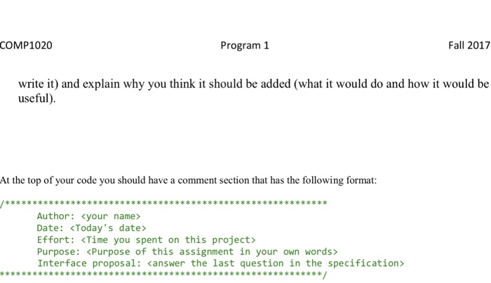 Solved COMP1020 Program 1 Fall 201 This program will take | Chegg.com