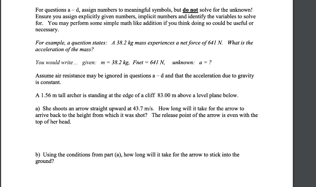 Solved For questions a-d, assign numbers to meaningful | Chegg.com
