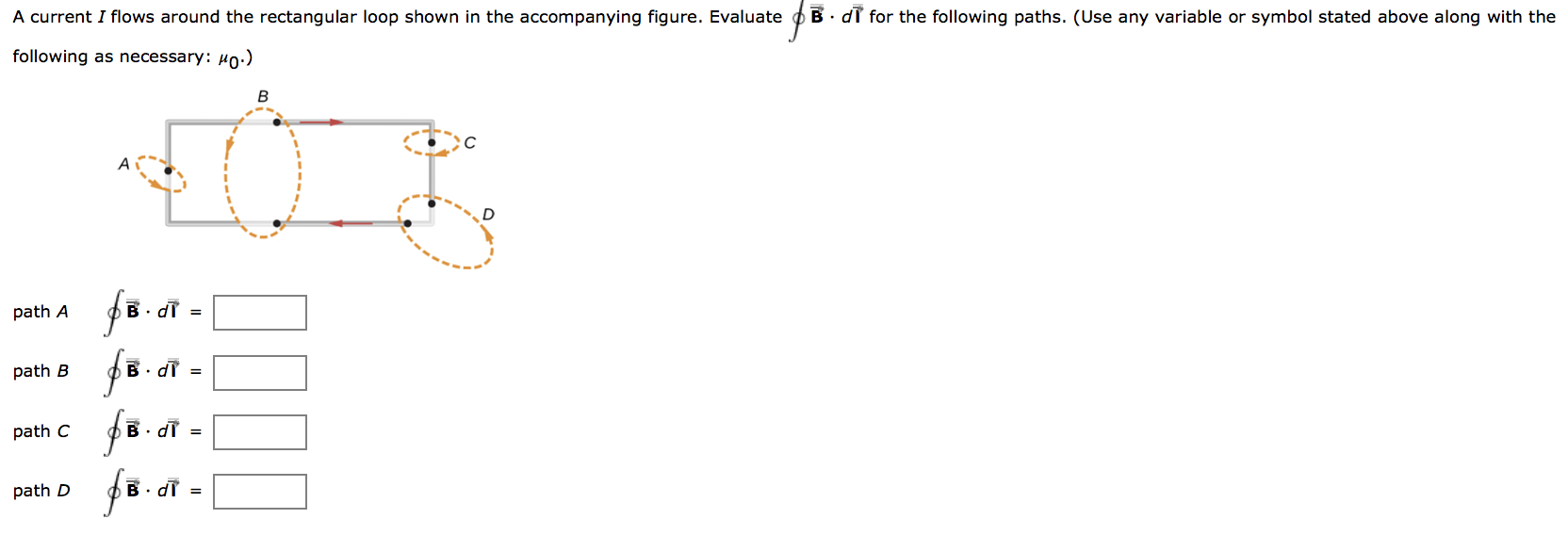 Solved A current I flows around the rectangular loop shown | Chegg.com