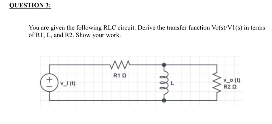 Solved You are given the following RLC circuit. Derive the | Chegg.com