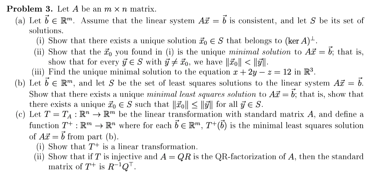 Solved Problem 3. Let A be an m x n matrix. (a) Let E RM | Chegg.com