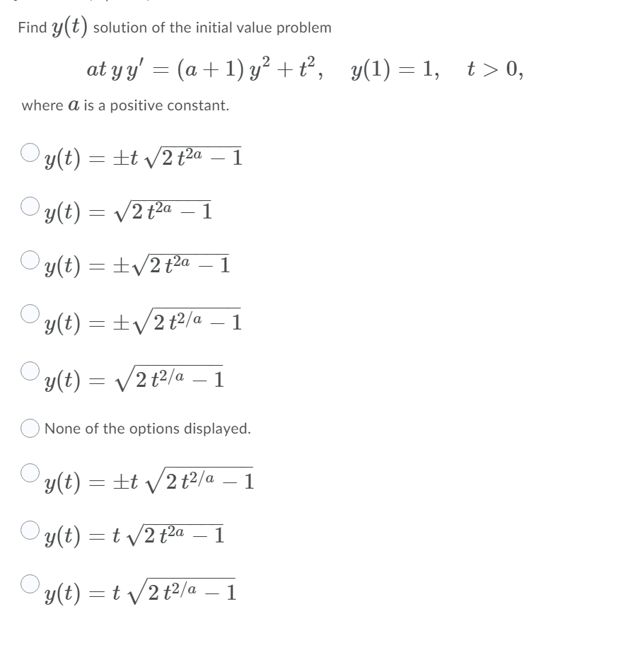Solved Find y(t) solution of the initial value problem at | Chegg.com