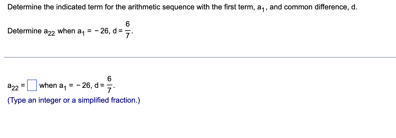 Solved Determine the indicated term for the arithmetic | Chegg.com