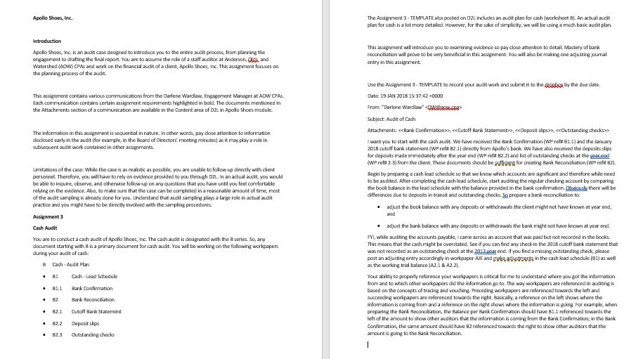 Apollo Shoes, Inc. The Assignment 3.TEMPLATExox | Chegg.com