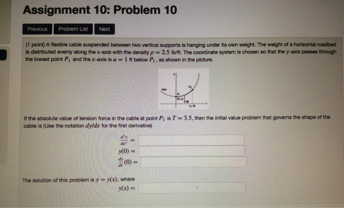 Solved Assignment 10: Problem 10 Previous Problem ListNext | Chegg.com