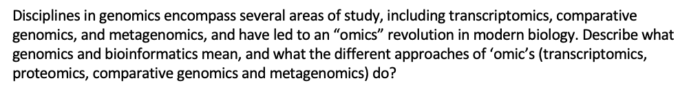 Solved Disciplines in genomics encompass several areas of | Chegg.com