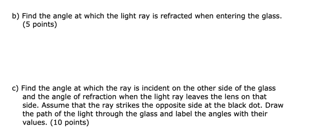 Solved b) Find the angle at which the light ray is refracted | Chegg.com