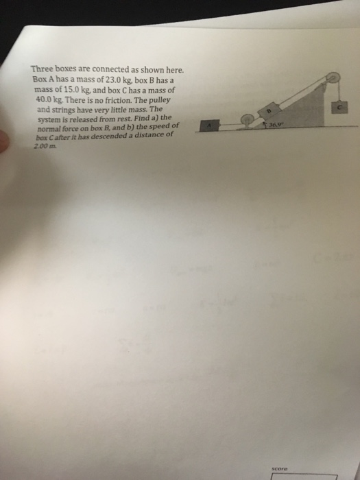 Solved Three boxes are connected as shown here, Box A has a | Chegg.com