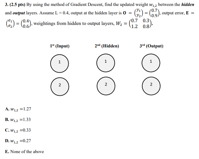 Solved 3. (2.5 pts) By using the method of Gradient Descent, | Chegg.com