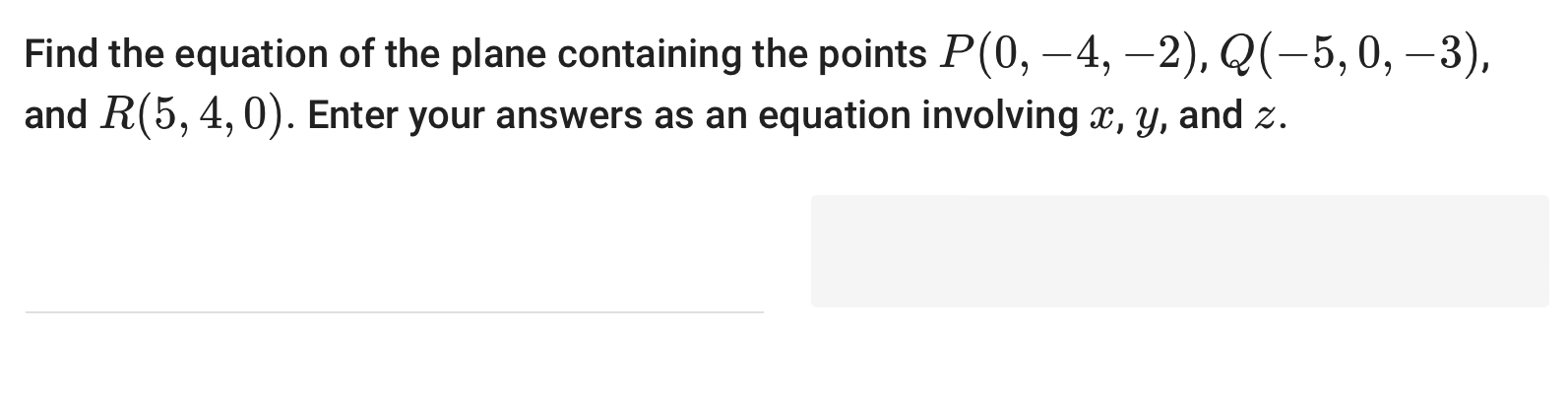 Solved Find the equation of the plane containing the points | Chegg.com
