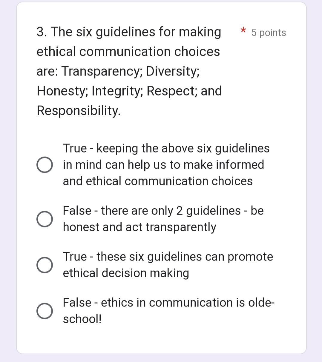 3. The six guidelines for making * 5 points ethical | Chegg.com