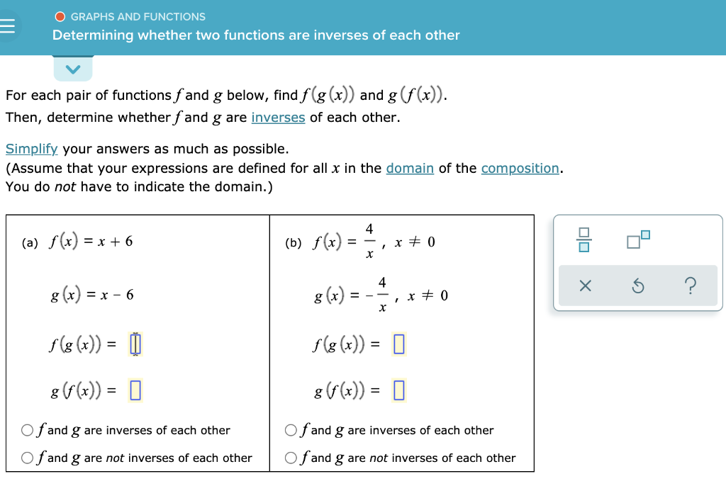 Solved O GRAPHS AND FUNCTIONS Determining whether two | Chegg.com