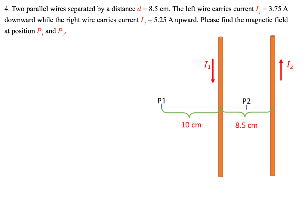 Solved = 3.75 A 4. Two parallel wires separated by a | Chegg.com