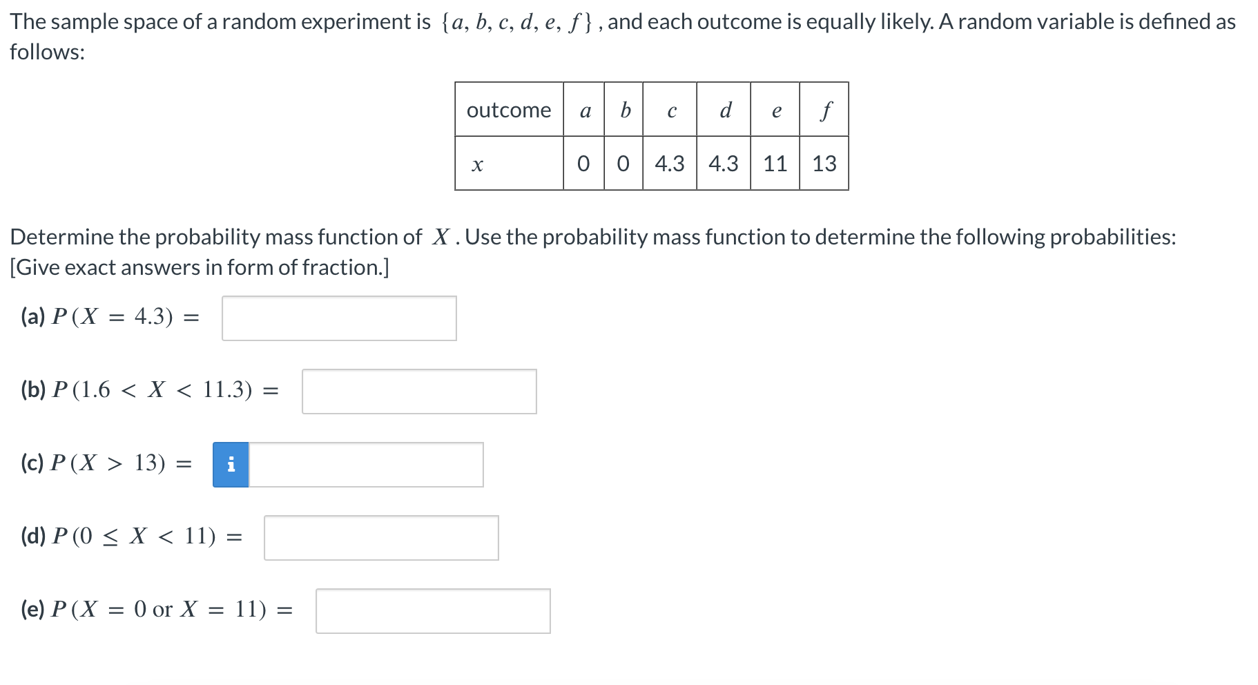 Solved The sample space of a random experiment is | Chegg.com