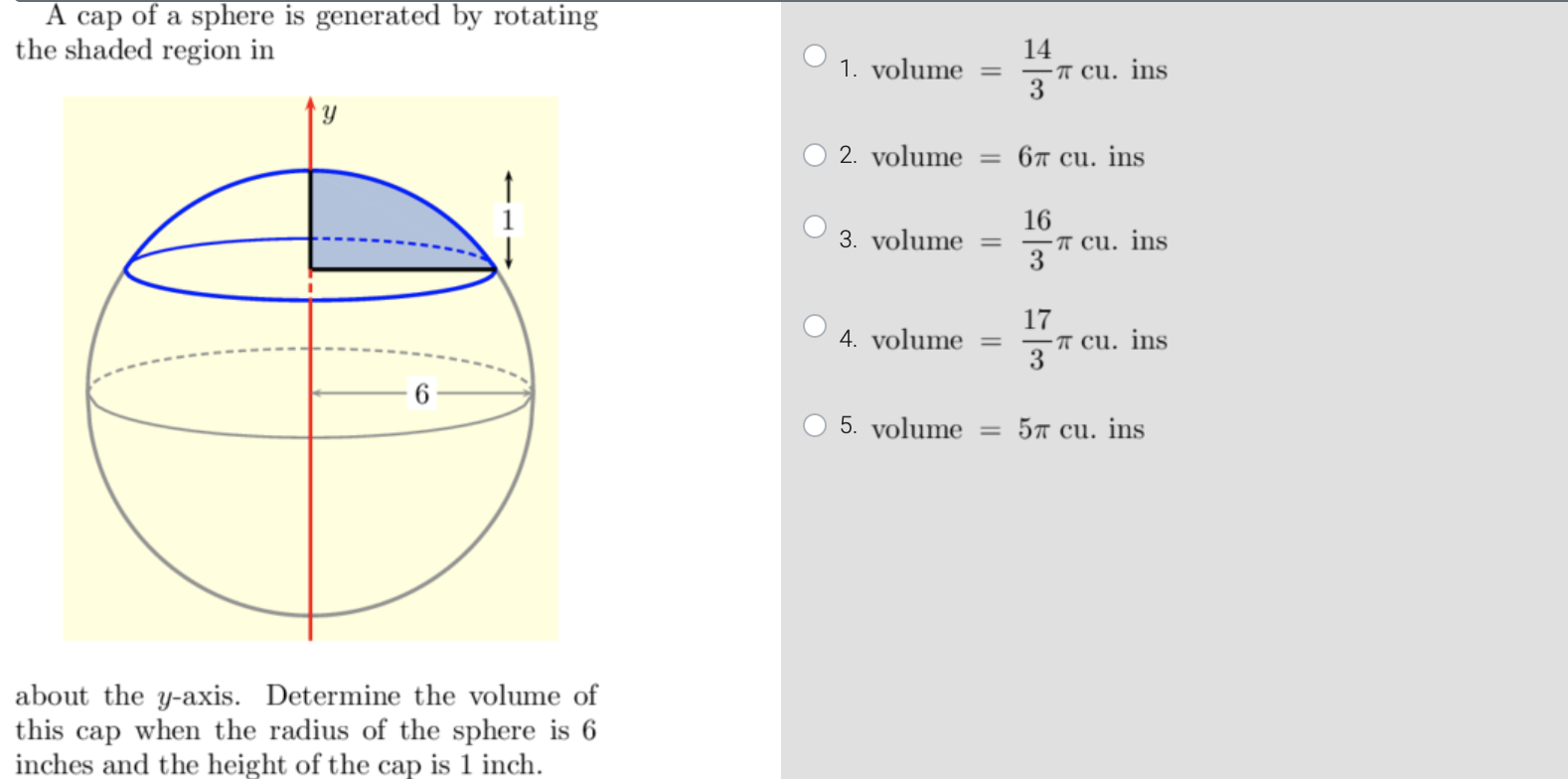 Solved A cap of a sphere is generated by rotating the shaded | Chegg.com