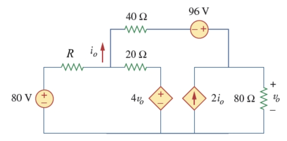 Solved In the circuit given below, R = 70 Ω. Find vo and io | Chegg.com Solved In the circuit given below, R = 70 Ω. Find vo and io | Chegg.com