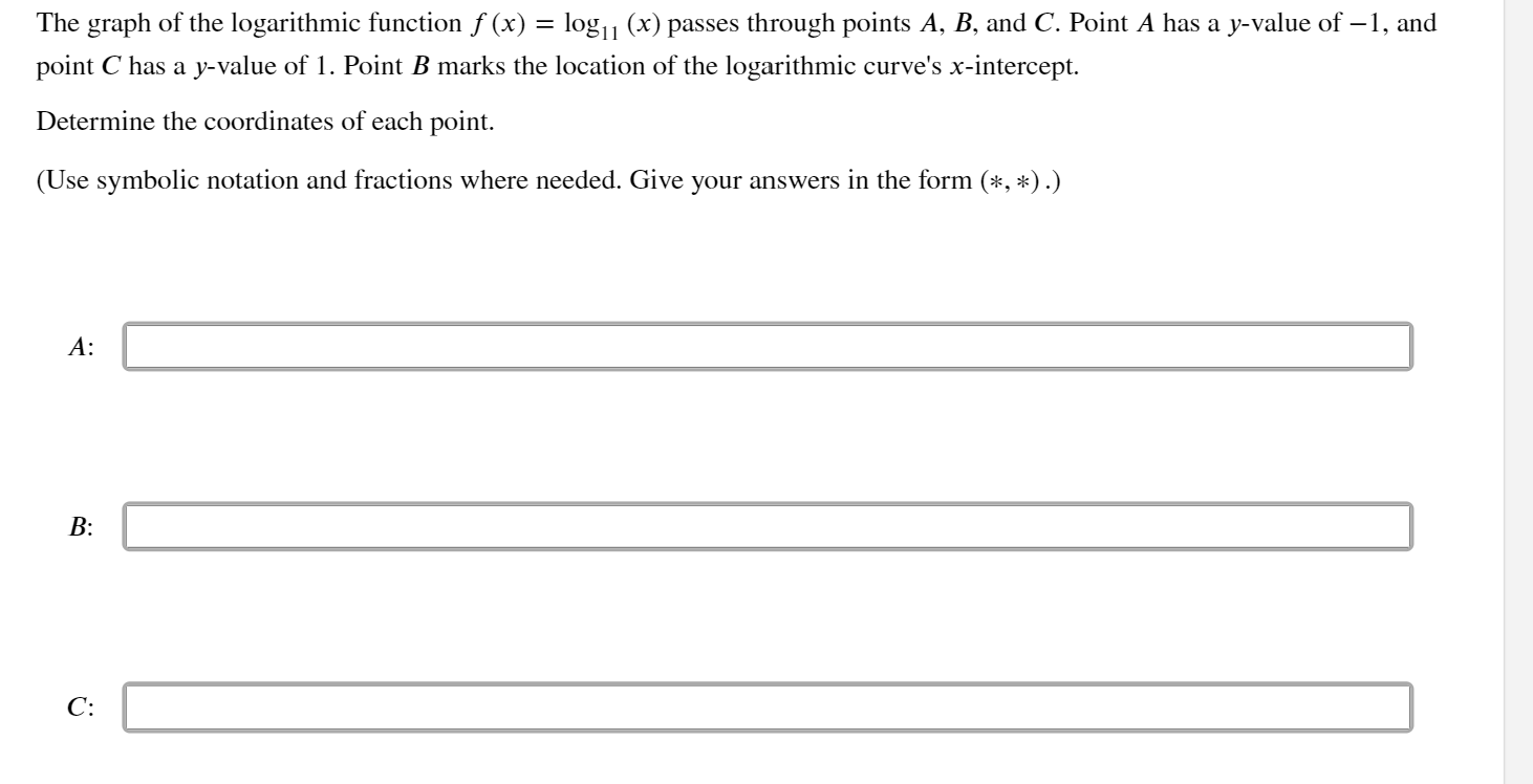 Solved The graph of the logarithmic function f(x)=log11(x) | Chegg.com